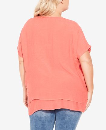 Avenue Plus Size Brianna Button Top & Reviews - Tops - Plus Sizes - Macy's
