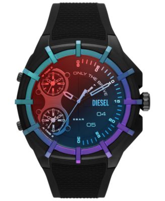 Men's Chronograph Framed Black Silicone Strap Watch 51mm