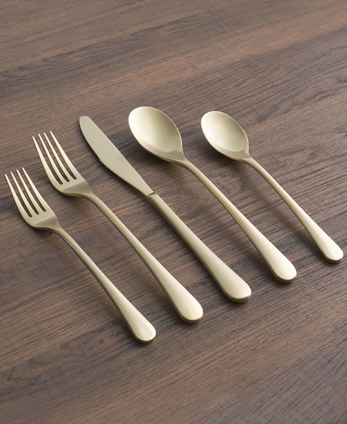 Cambridge Silversmiths Xyla Champagne Satin Flatware Set, 20 Piece - Macy's