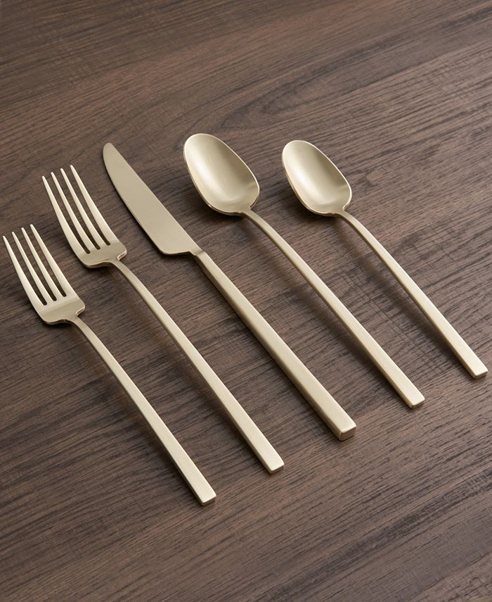 Cambridge Silversmiths Damaris Champagne Satin Flatware Set, 20 Piece ...
