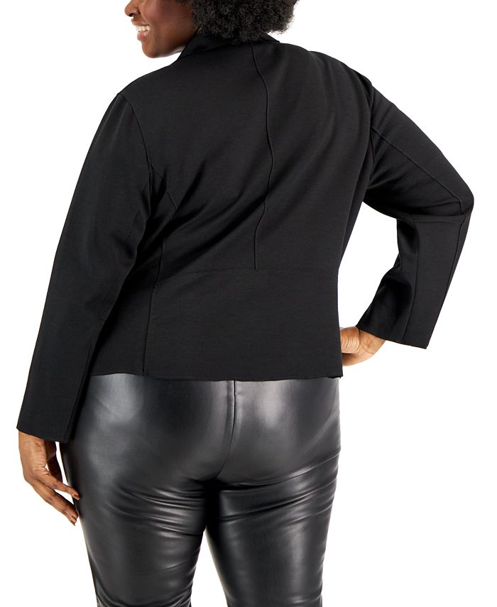 Anne Klein Plus Size Zip-Front Scuba Crepe Moto-Style Jacket - Macy's