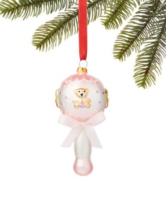 Holiday Lane Baby's First Pink Rattle Ornament, Created for Macy's - Macy's