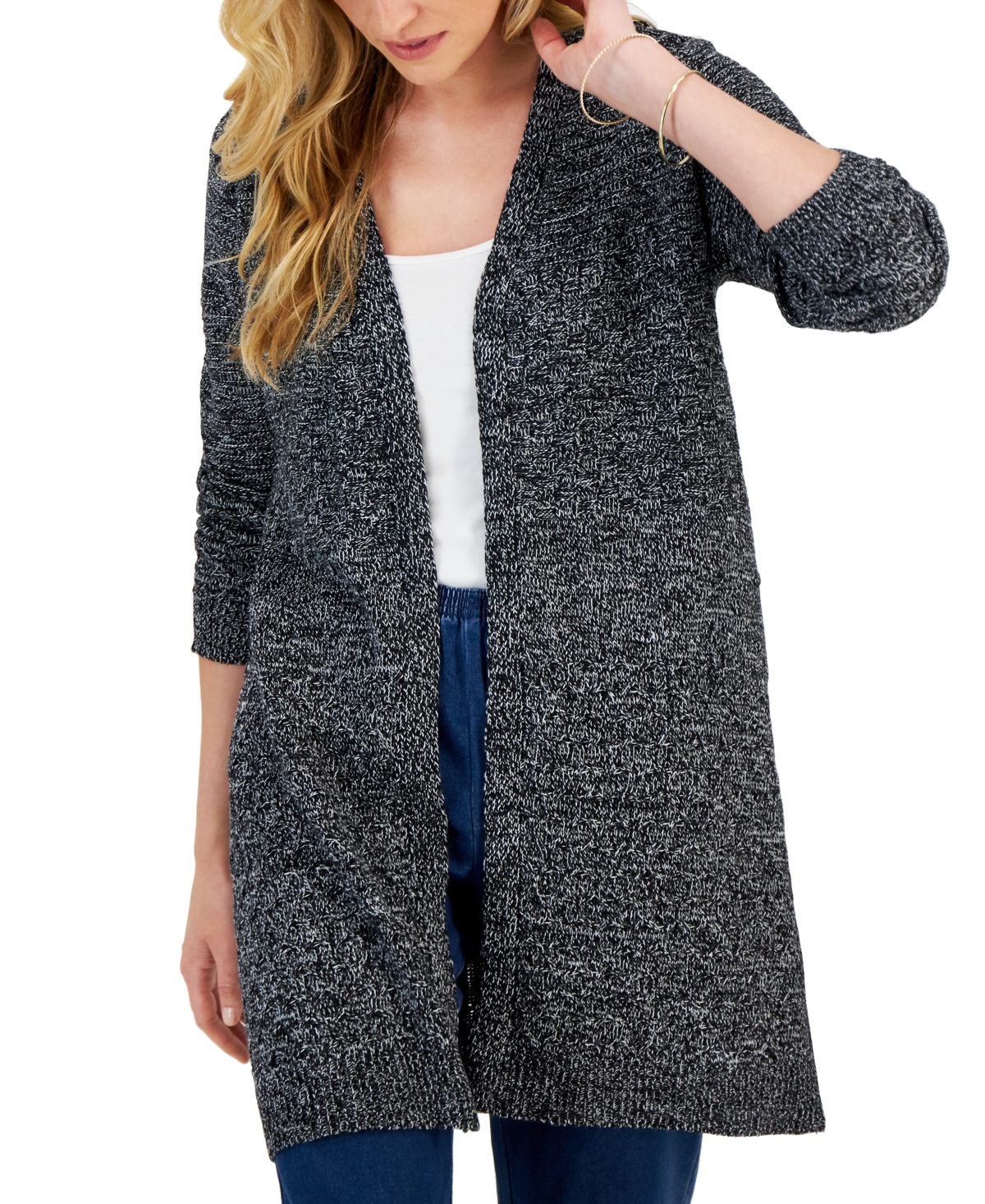 Karen Scott Women's Turbo Popcorn-knit Cardigan, Created For Macy's In ...