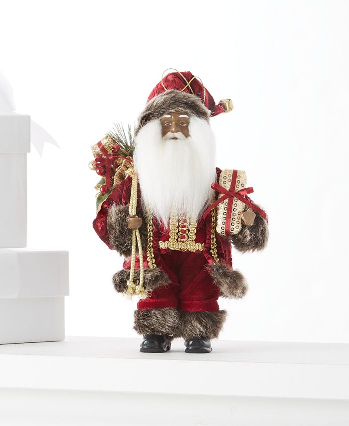 Holiday Lane Santas 8"H Fabric Santa With Gifts, Created for Macy's ...