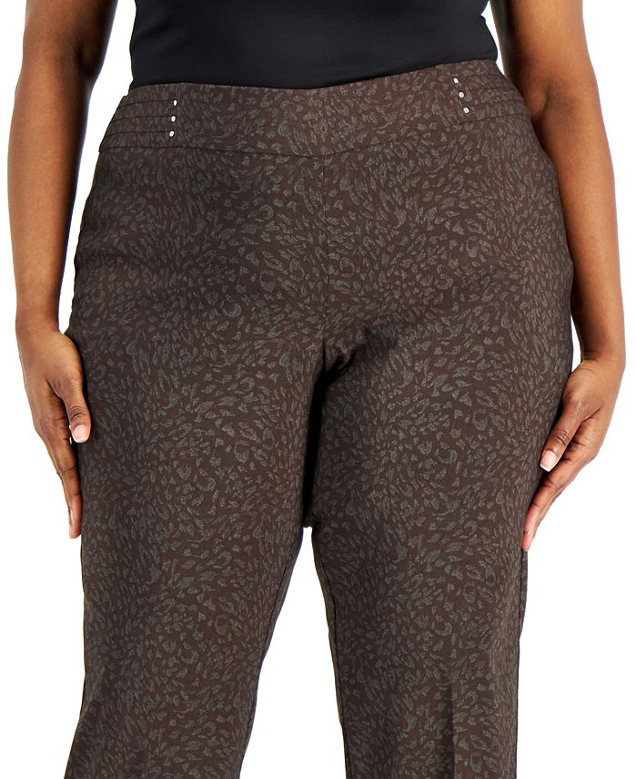 JM Collection Plus Size Cheetah Rivet Pants, Created for Macy's ...