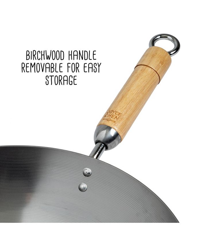 Joyce Chen Classic Series Round Bottom Carbon Steel Wok with Birch ...