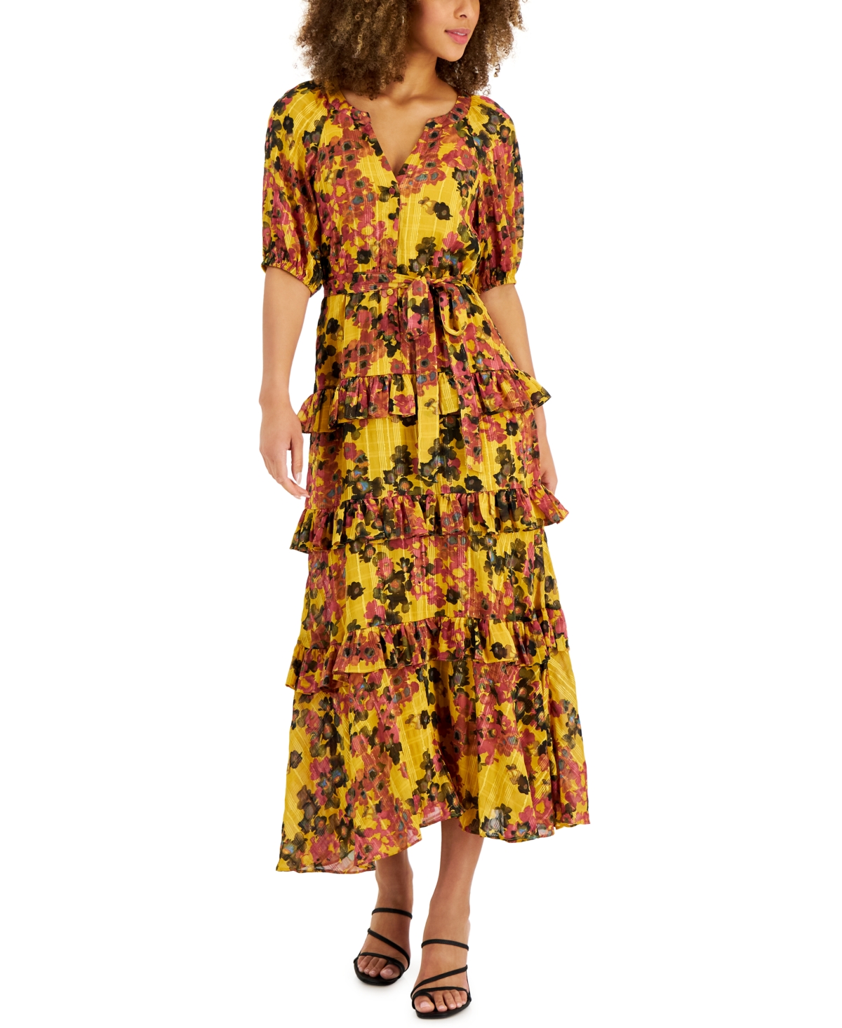 Taylor Plus Size Printed Tiered Maxi Dress In Multi | ModeSens