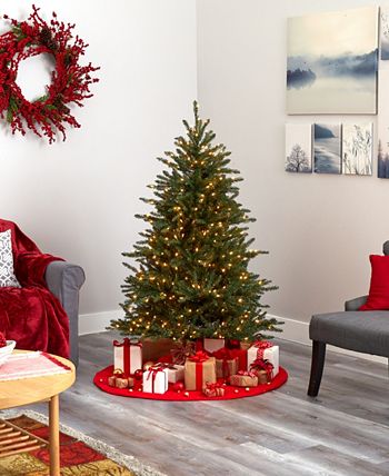 Nearly Natural Napa Valley Fir Artificial Christmas Tree with Lights ...