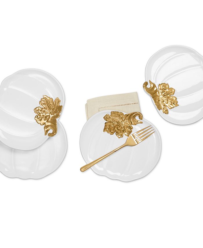 Martha Stewart Collection Harvest Pumpkin Appetizer Plates, Set of 4 ...