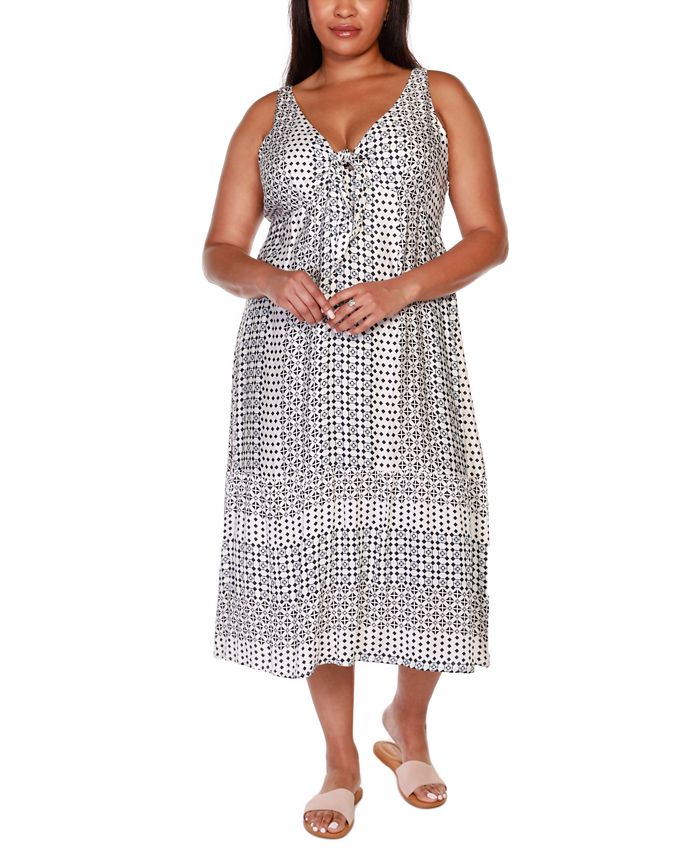 Belldini Plus Size Black Label Geo-Print Midi Dress - Macy's