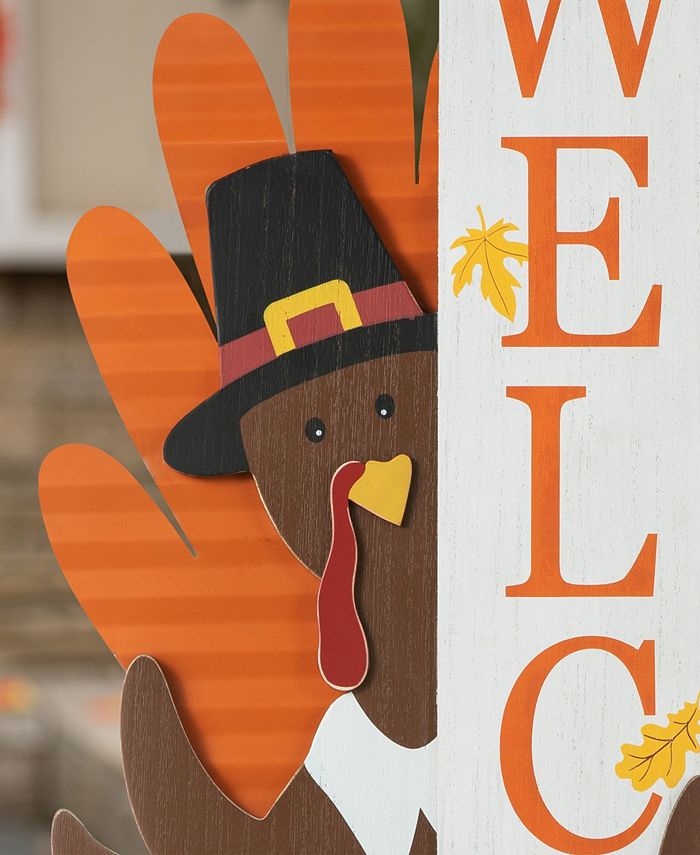 Glitzhome Thanksgiving Wooden Turkey Welcome Porch Decor, 36" - Macy's
