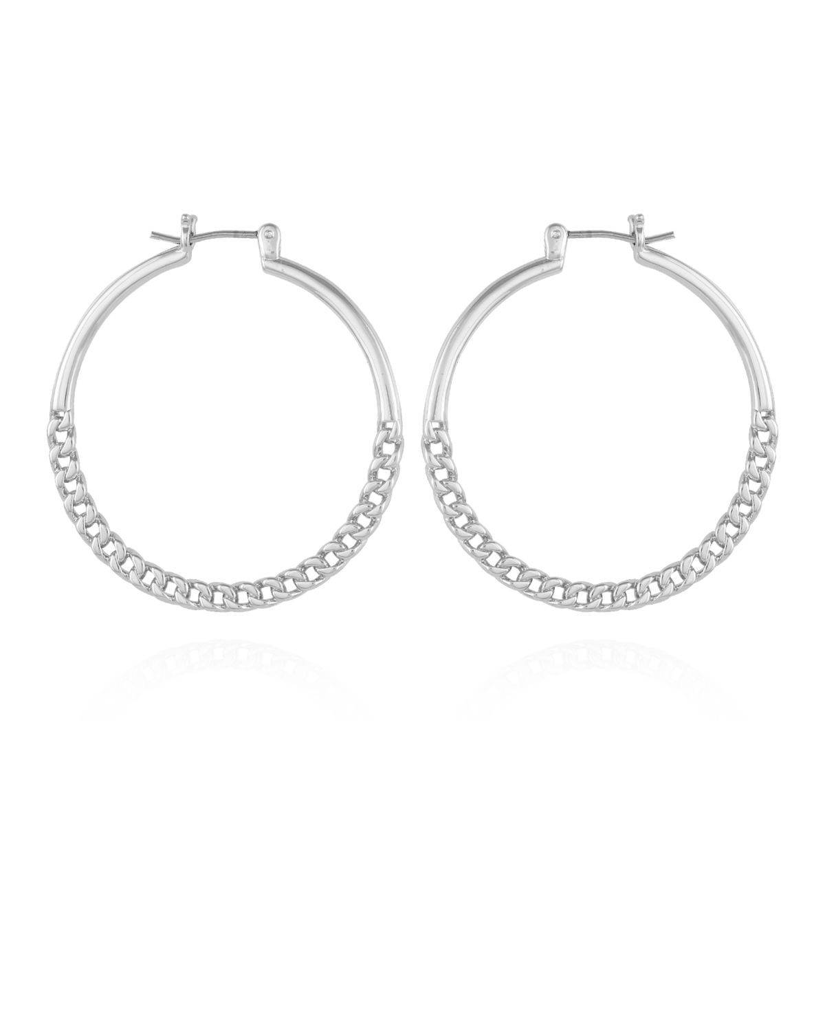 Click here for Vince Camuto Chain Link Hoop Earrings - Silver-Ton... prices