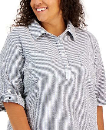 Karen Scott Plus Size Seersucker Dress, Created for Macy's & Reviews ...