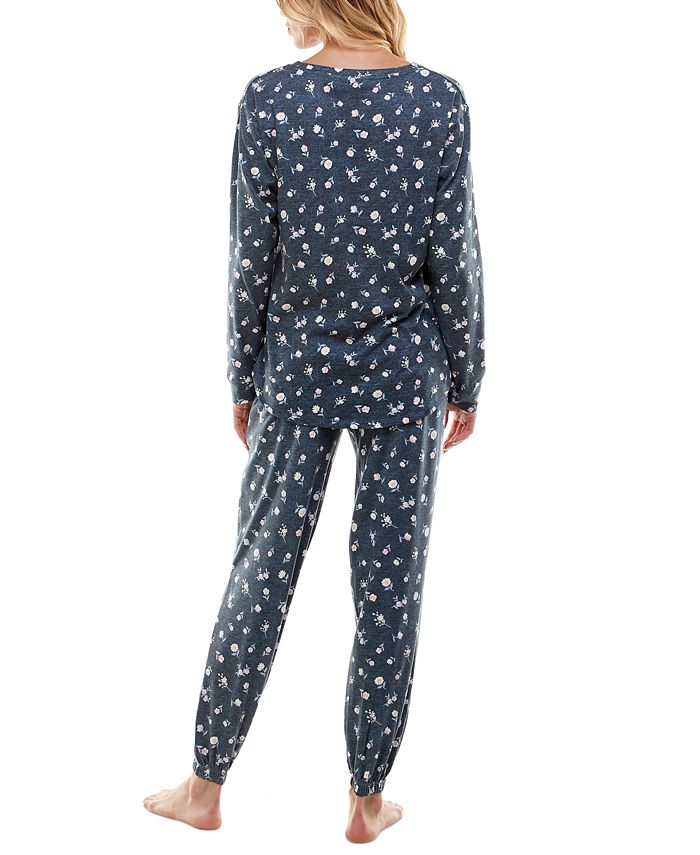 Roudelain Women's Cozy Luxe Floral Henley Pajama Set - Macy's
