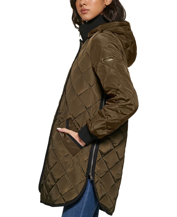 DKNY Women's Hooded Diamond Quilted Coat & Reviews - Coats & Jackets ...