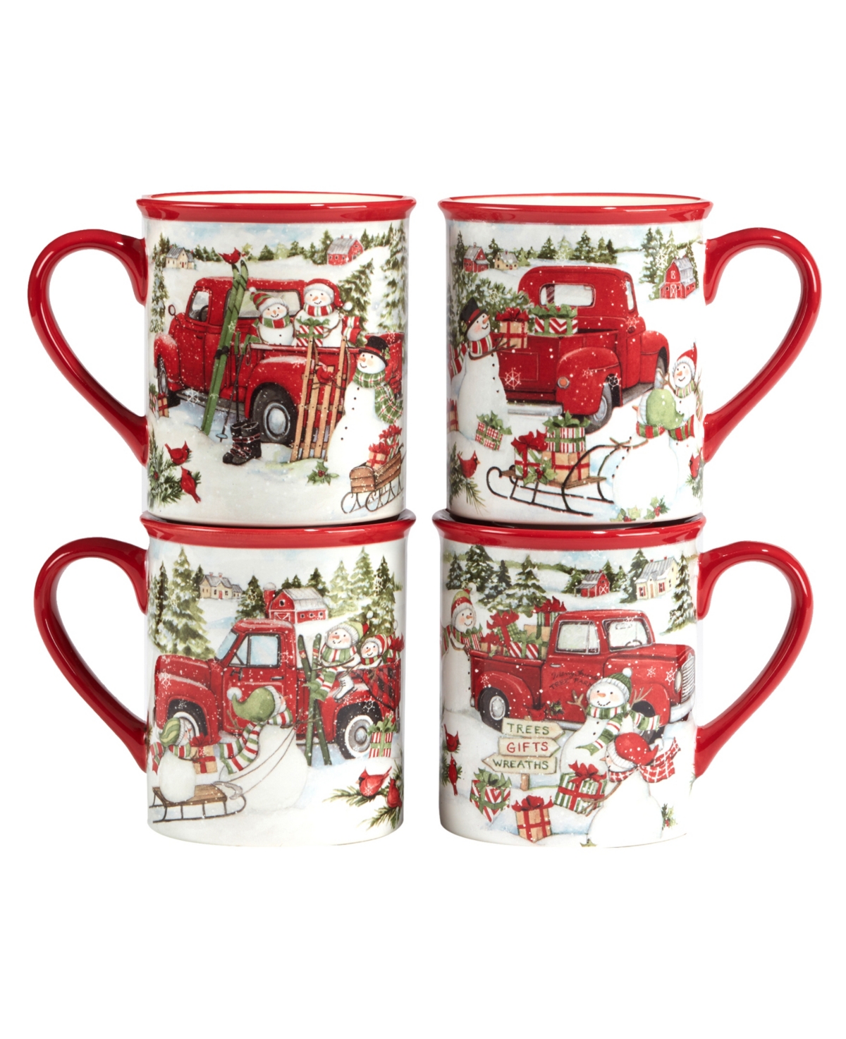Click here for Certified International Red Truck Snowman 4 Piece... prices