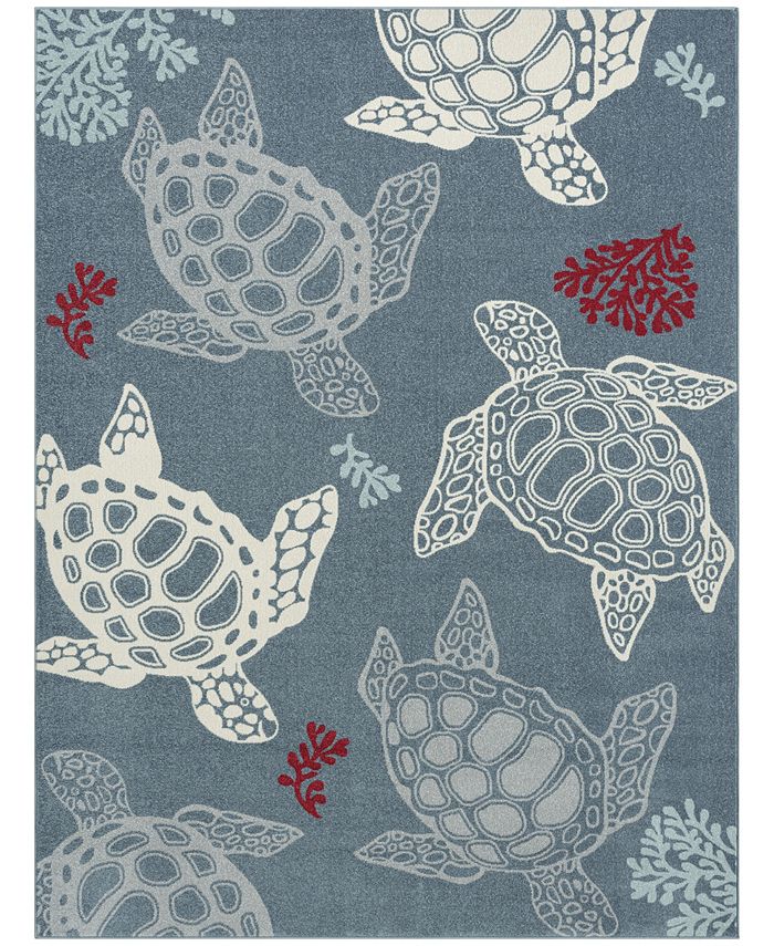 Global Rug Designs Aquatic Sea Turtle 10294 5'2" x 7'2" Outdoor Area ...