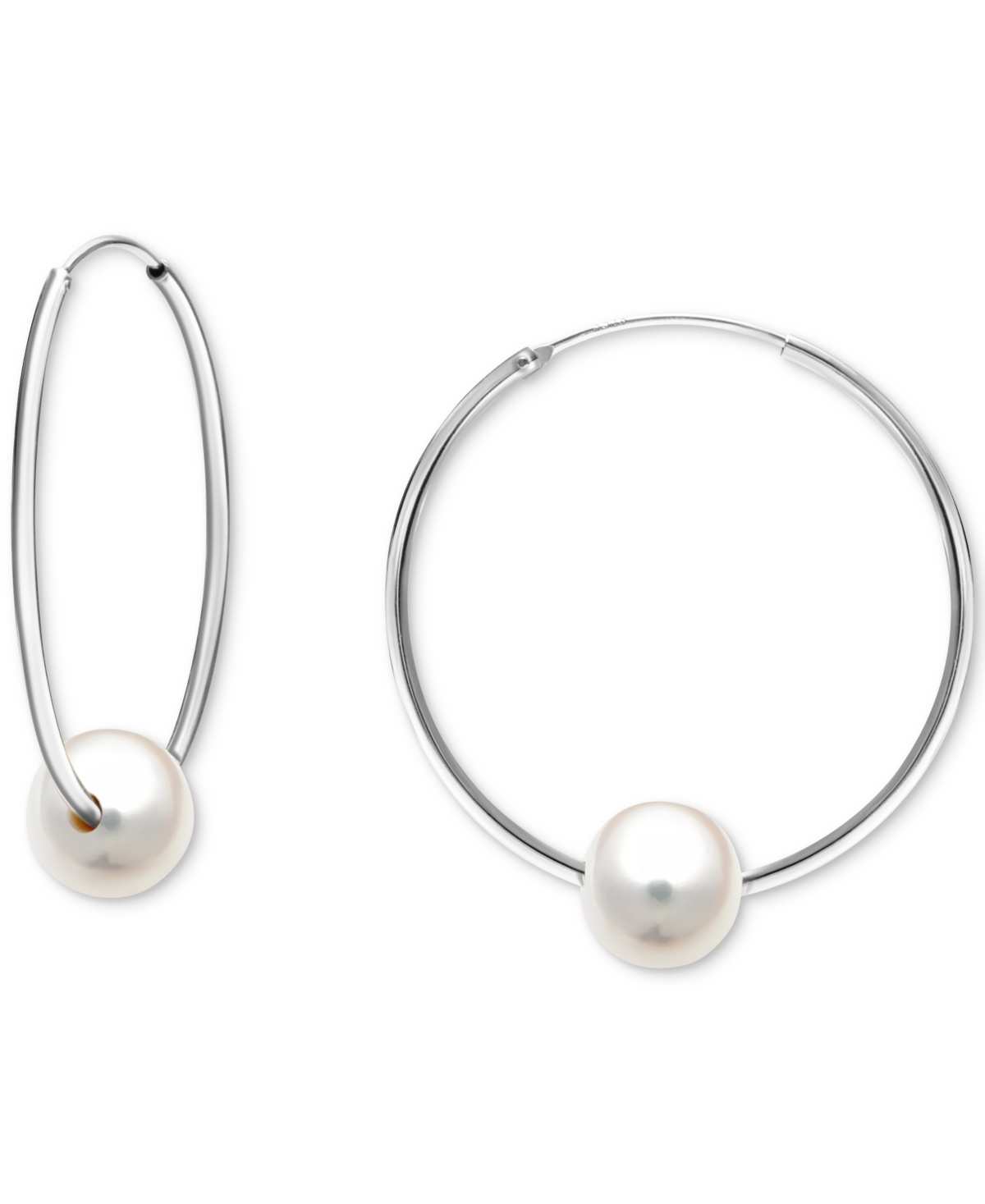 Click here for Cultured Freshwater Pearl (10mm) Medium Hoop Earri... prices