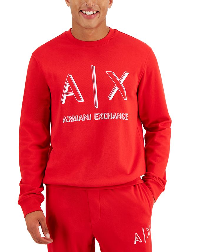 A|X Armani Exchange Men's Regular-Fit Icon Logo-Print Fleece Sweatshirt ...