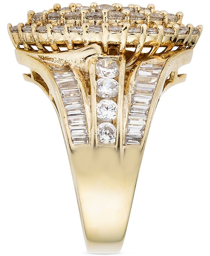 Macy's Diamond Round & Baguette Navette Cluster Ring (3 ct. t.w.) in ...