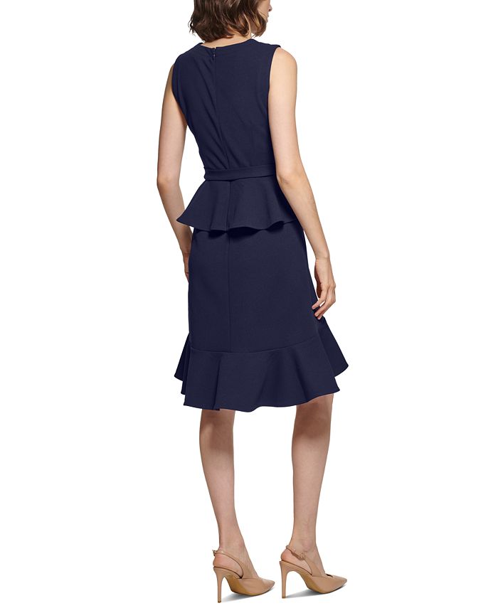 Calvin Klein Petite Ruffled Peplum Dress - Macy's