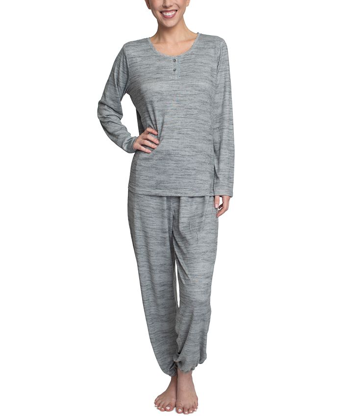Hanes Women's Relaxed Butter-Knit Henley Pajama Set & Reviews - All ...