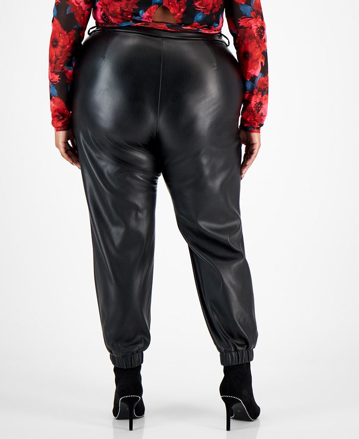Bar Iii Plus Size Faux Leather Jogger Pants Created For Macys