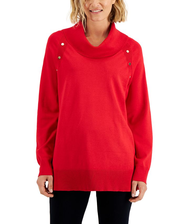 JM Collection Women's Cowlneck Snap-Front Sweater, Created for Macy's ...