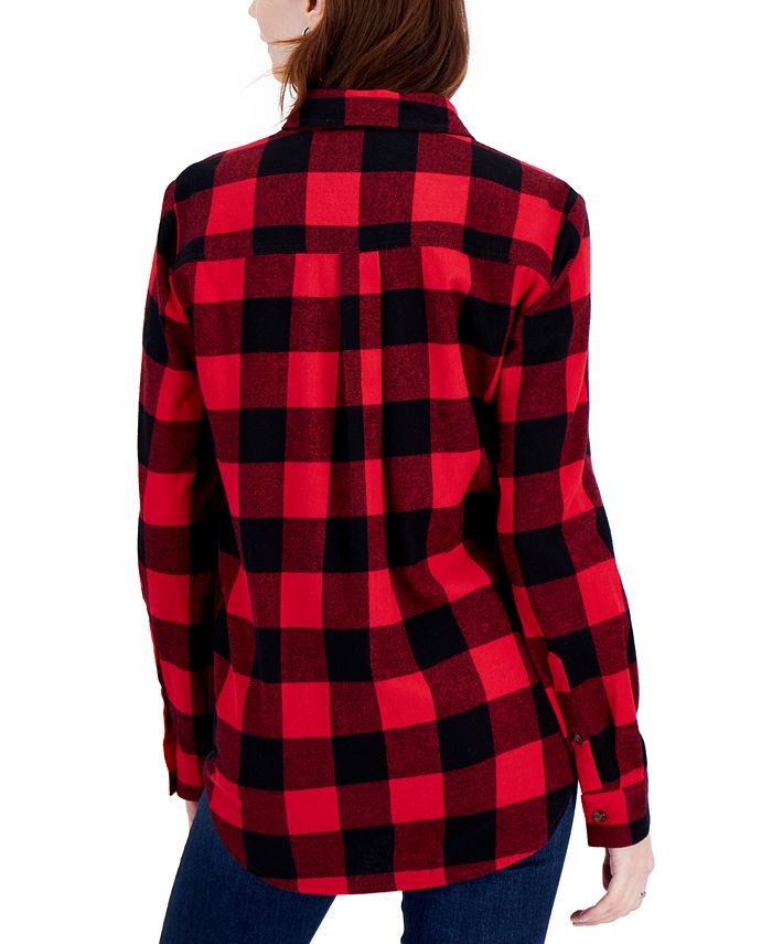 Style & Co Women's Buffalo Plaid Flannel Shirt, Created for Macy's ...
