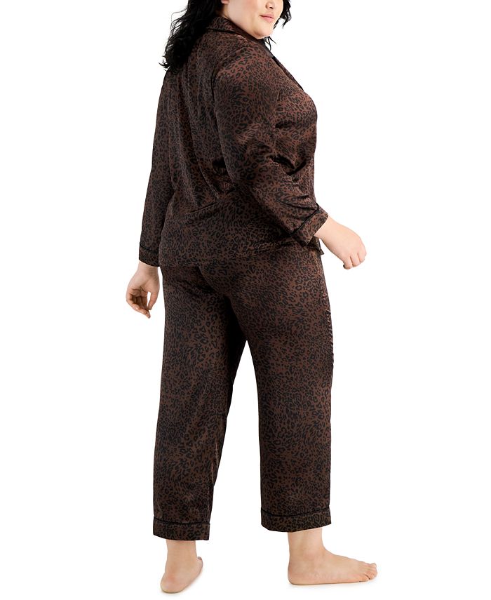 INC International Concepts Women's Plus Size Print Notch Pajama Set ...