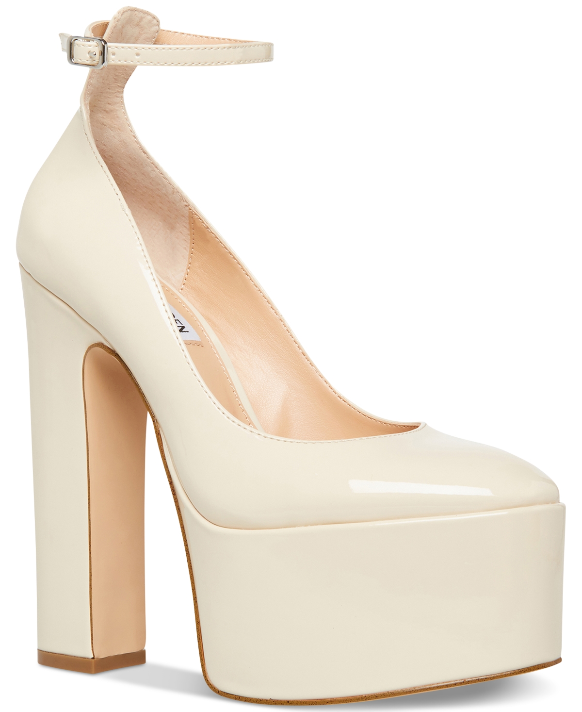 Steve Madden Women's Skyrise Ankle-strap Platform Pumps In Bone Patent ...