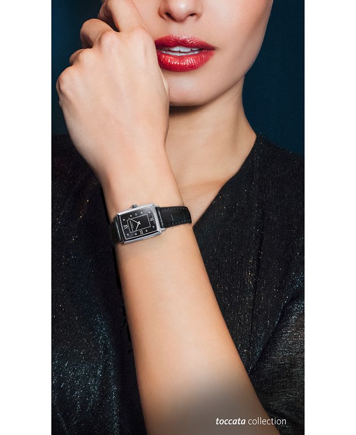 Raymond Weil Women's Swiss Toccata Diamond Accent Black Leather Strap ...