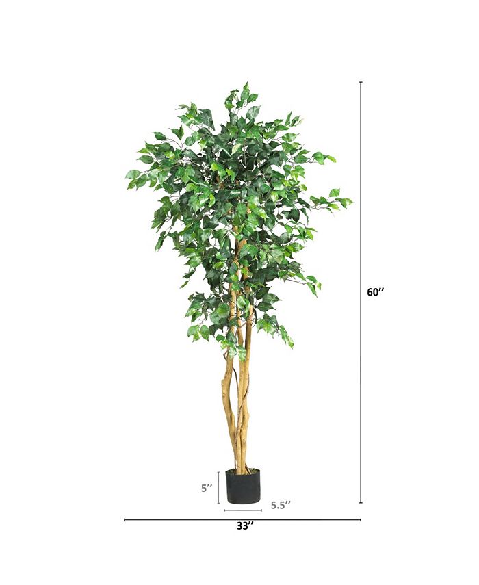 Nearly Natural 5' Artificial Ficus Tree - Macy's