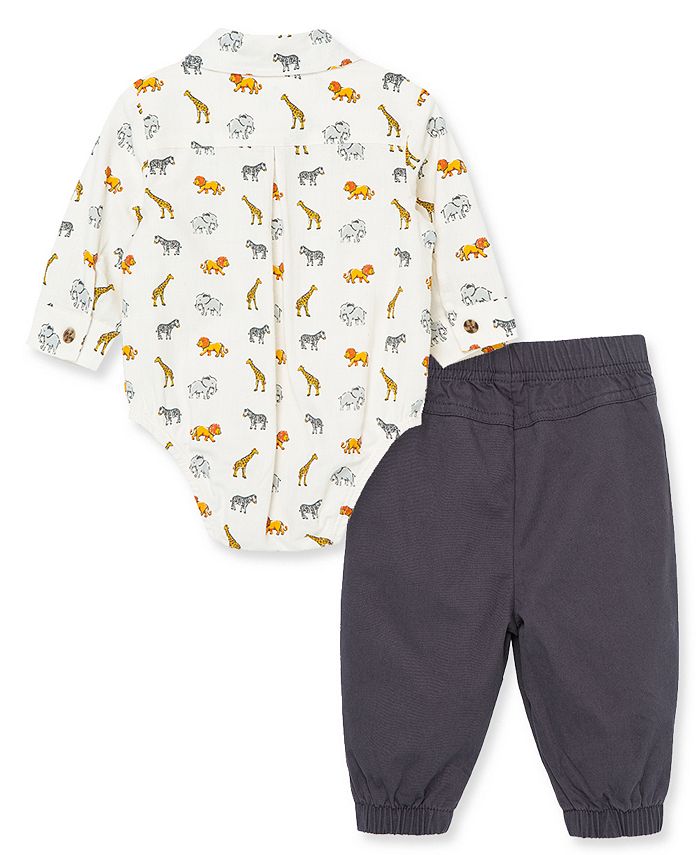 Little Me Baby Boys Safari Bodysuit and Pants, 2-Piece Set - Macy's