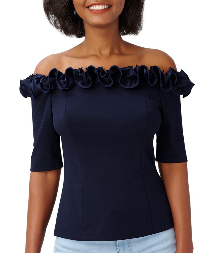 Adrianna Papell Women's Ruffled Off-The-Shoulder Top - Macy's