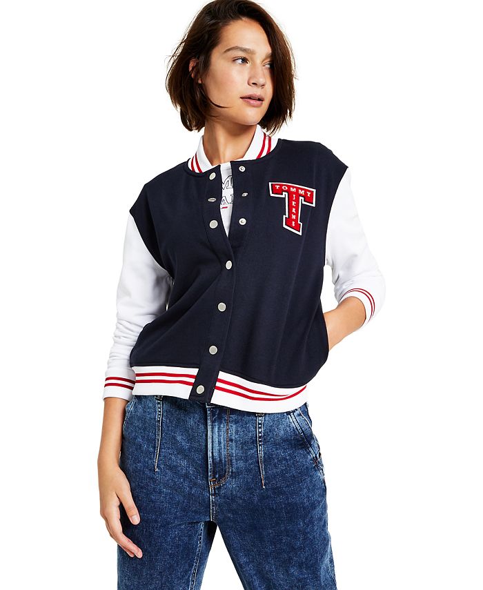 Tommy Jeans Tommy Hilfiger Women's French Terry Letterman Jacket - Macy's