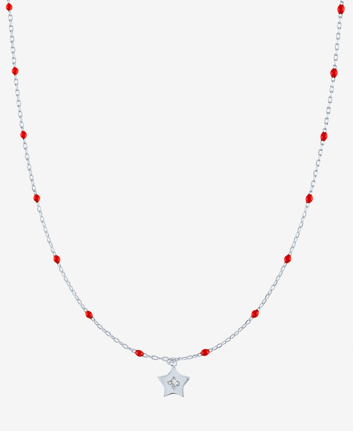 Click here for Diamond Accent Star Enamel Bead 18 Pendant Necklac... prices
