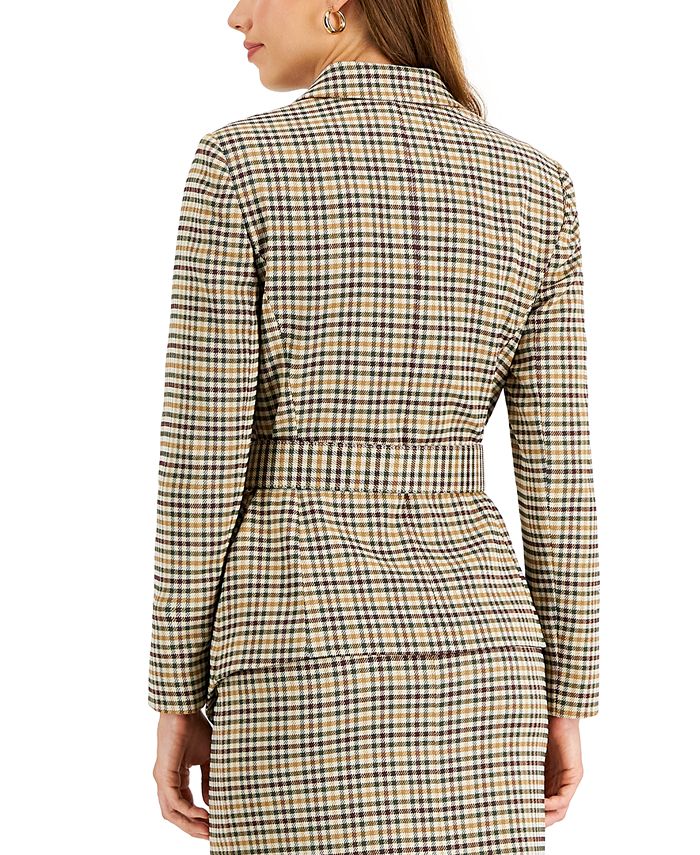 Tahari ASL Women's Plaid Belted Asymmetrical Jacket - Macy's