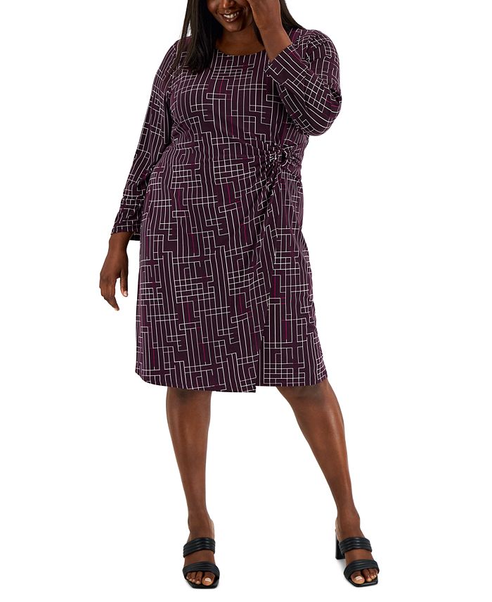 Calvin Klein Plus Size Printed Faux-Wrap Dress - Macy's