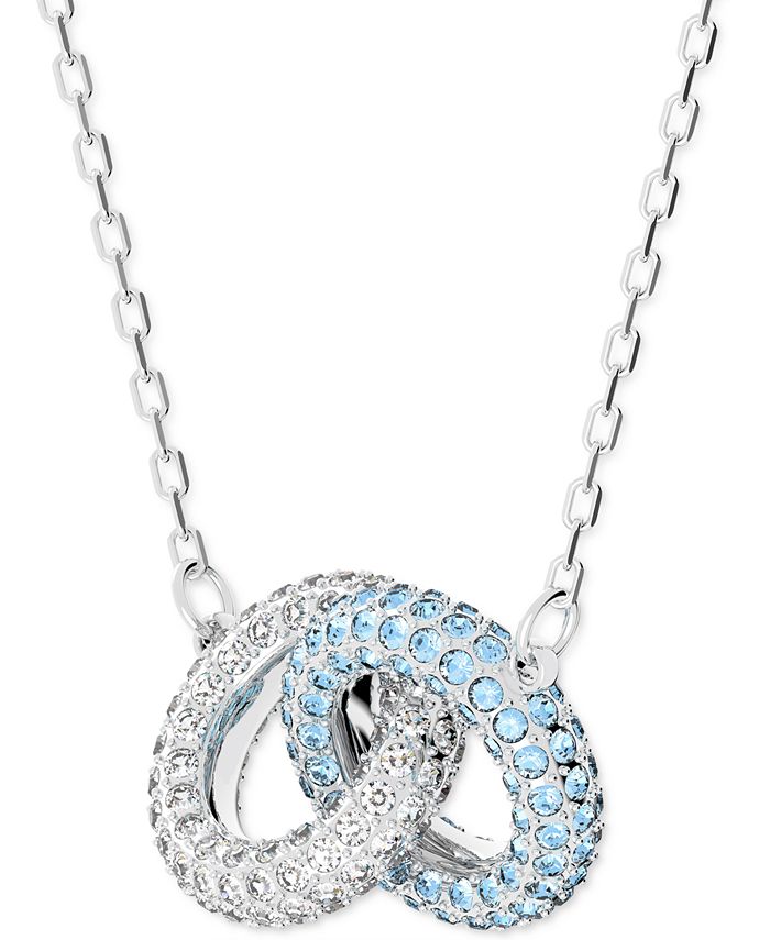 Swarovski Pavé Linked Circle Pendant Necklace, 14-7/8" + 2" extender ...