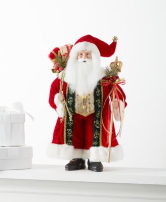 Holiday Lane Santas 18"H Standing Santa with Stick & Gift Bag, Created ...