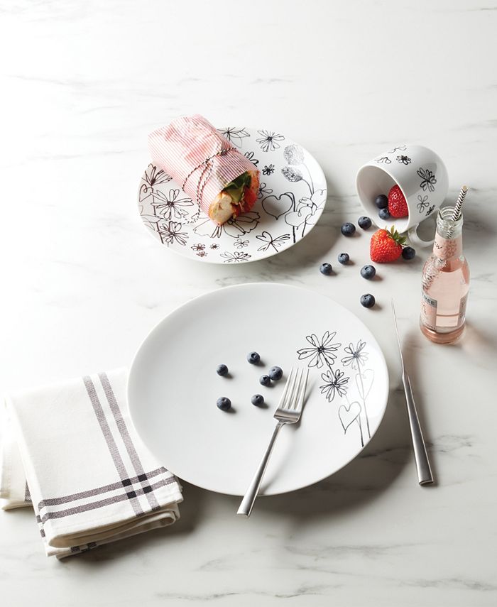 kate spade new york Garden Doodle 4 Piece Accent Plate Set - Macy's