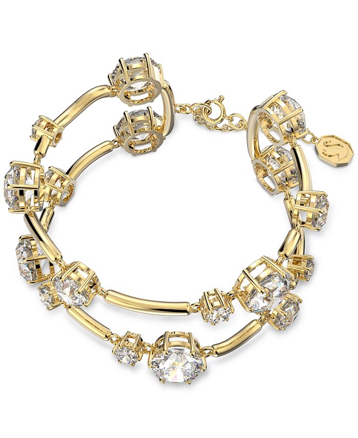 Swarovski Crystal Double-Row Bangle Bracelet - Macy's