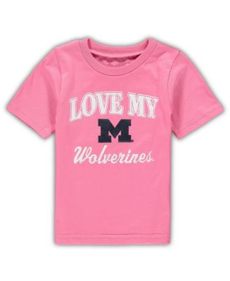 Girls Toddler Pink Michigan Wolverines Love My Team T-shirt - Macy's