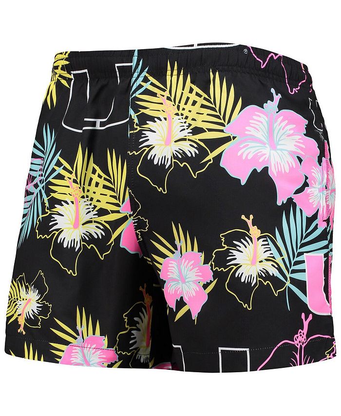 FOCO Men's Black Miami Hurricanes Neon Floral Swim Trunks - Macy's