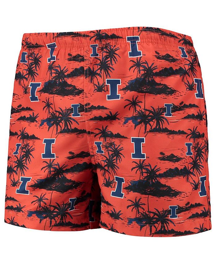 FOCO Men's Orange Illinois Fighting Illini Island Palm Swim Trunks - Macy's