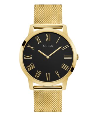 GUESS Men's Quartz Gold-Tone Stainless Steel Mesh Bracelet Watch 44mm ...