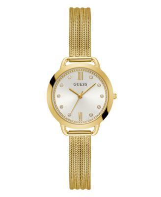 GUESS Women's Quartz Gold-Tone Stainless Steel Mesh Bracelet Watch 30mm ...