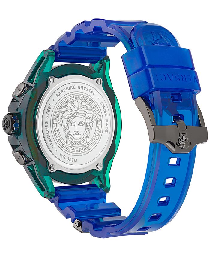Versace Men's Swiss Chronograph Icon Active Blue Silicone Strap Watch ...