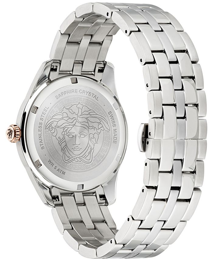Versace Men's Swiss Greca Time Stainless Steel Bracelet Watch 41mm - Macy's
